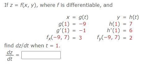Solved If z=f(x,y), where f is differentiable, and | Chegg.com