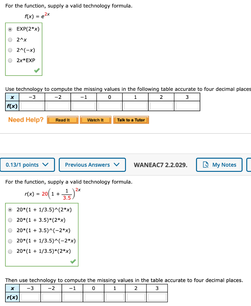 Solved For the function, supply a valid technology formula. | Chegg.com