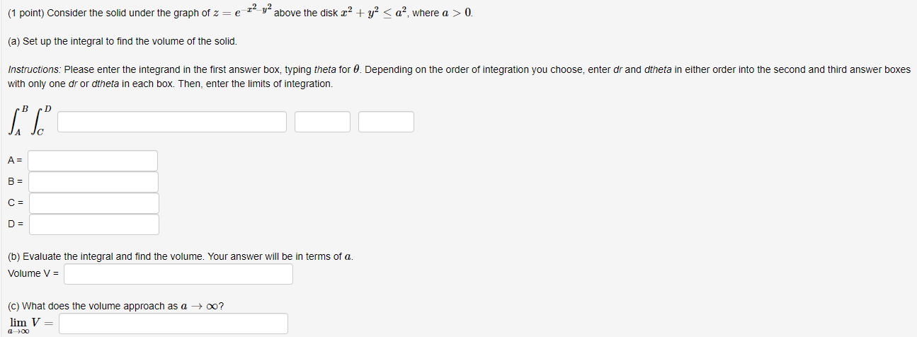 Solved ( 1 point) Consider the solid under the graph of | Chegg.com