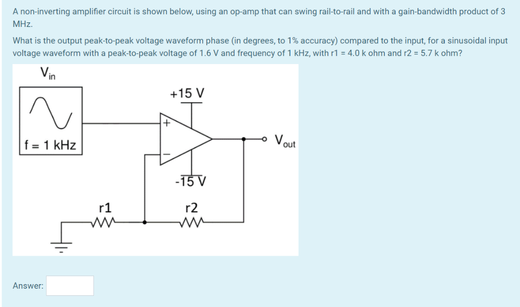 Solved An inverting amplifier circuit is shown below, using | Chegg.com