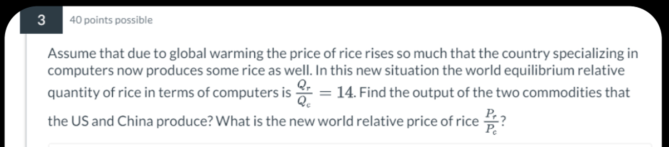 Solved 340 ﻿points possibleAssume that due to ﻿global | Chegg.com