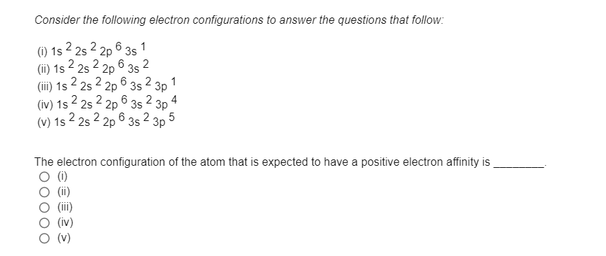 Solved Consider the following electron configurations to | Chegg.com