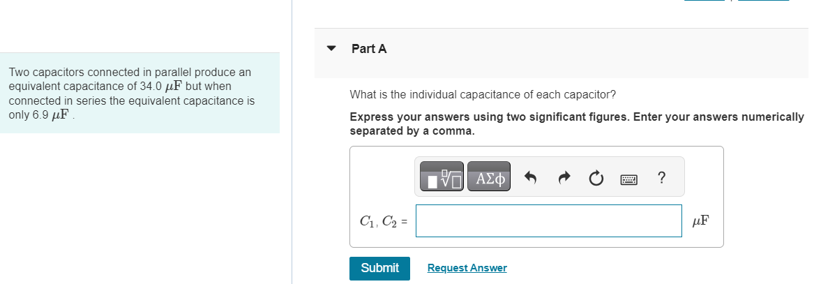 Solved Two capacitors connected in parallel produce an | Chegg.com