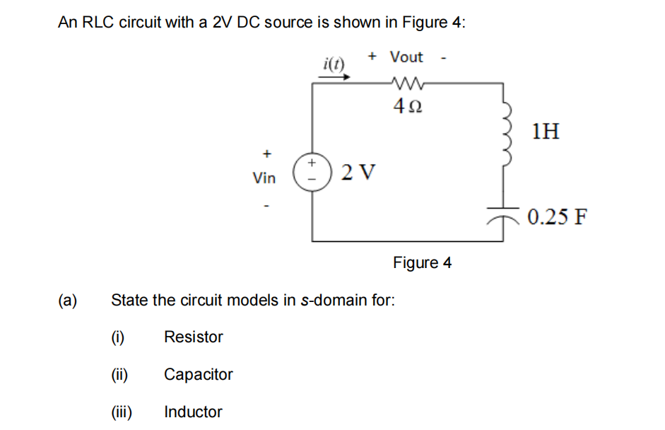Solved An RLC circuit with a 2V DC source is shown in Figure | Chegg.com