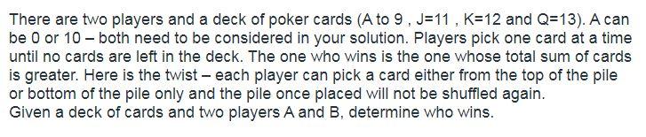 Solved There are two players and a deck of poker cards ( A | Chegg.com