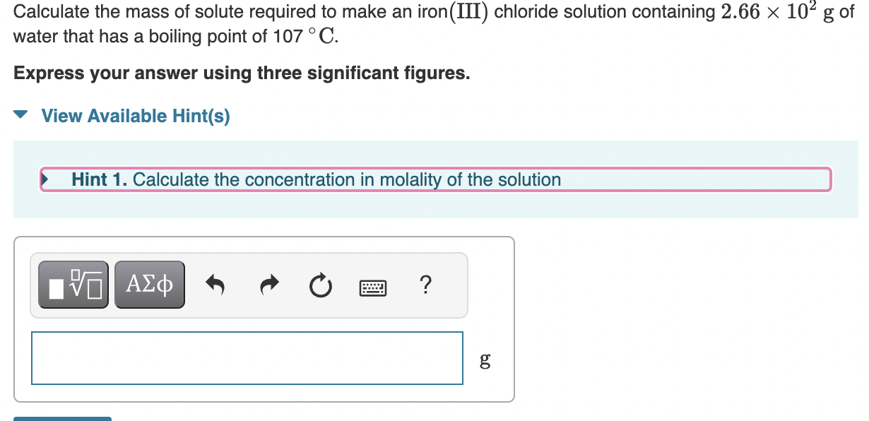Solved Calculate the mass of solute required to make an | Chegg.com