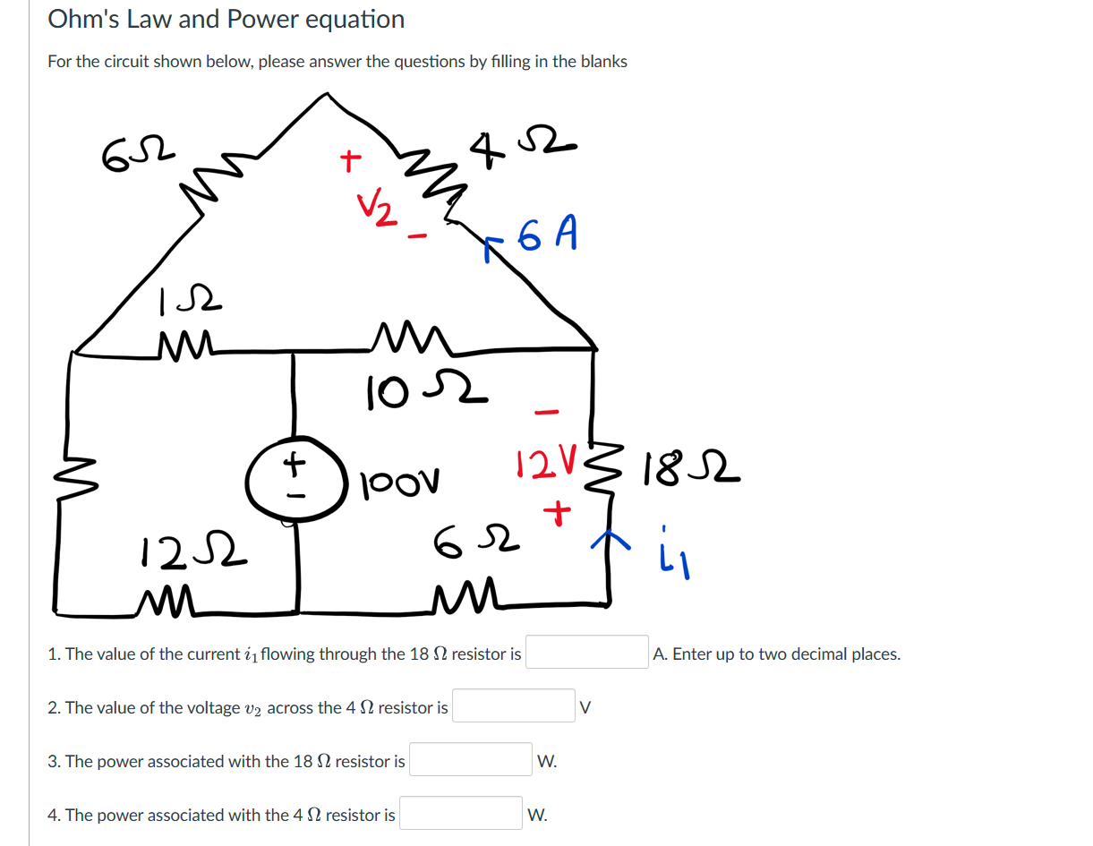 Solved Ohm's Law and Power equation For the circuit shown | Chegg.com