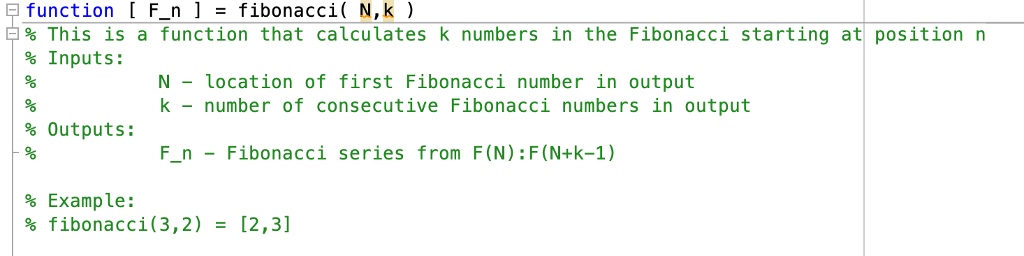 Solved function [Fn fibonacci(N,k % This is a function that | Chegg.com