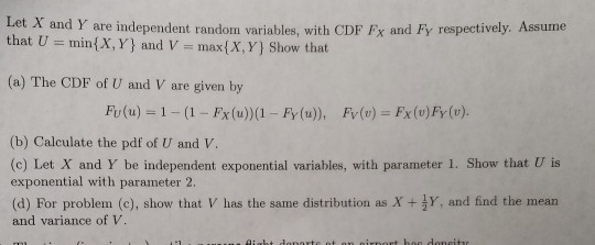 Solved Let X and Y are independent random variables, with | Chegg.com