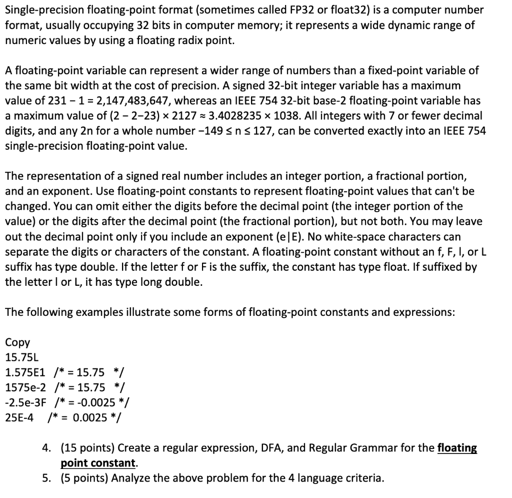 Solved Single-precision floating-point format (sometimes | Chegg.com