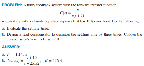 Solved PROBLEM: A unity feedback system with the forward | Chegg.com