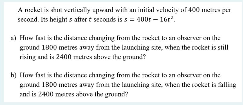 Solved A rocket is shot vertically upward with an initial | Chegg.com