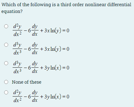 Solved Which of the following is a third order nonlinear | Chegg.com