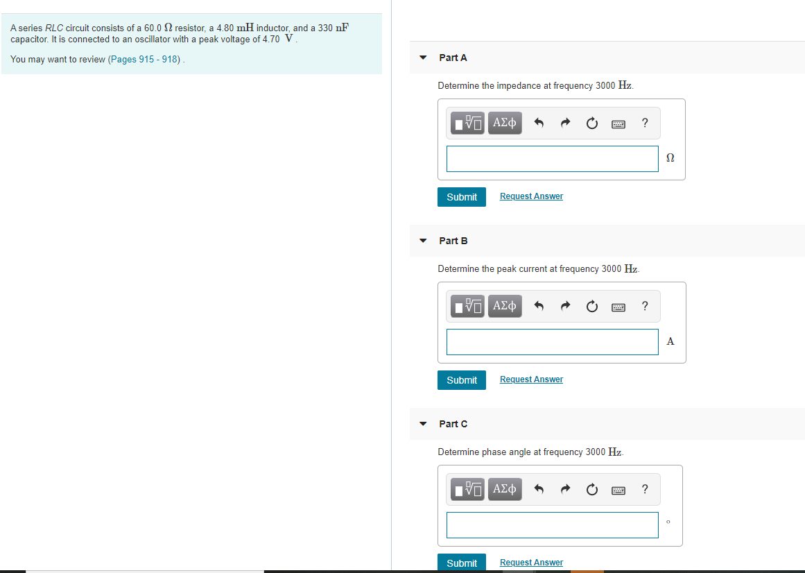 Solved A Series Rlc Circuit Consists Of A 60 0 Ω Resistor A