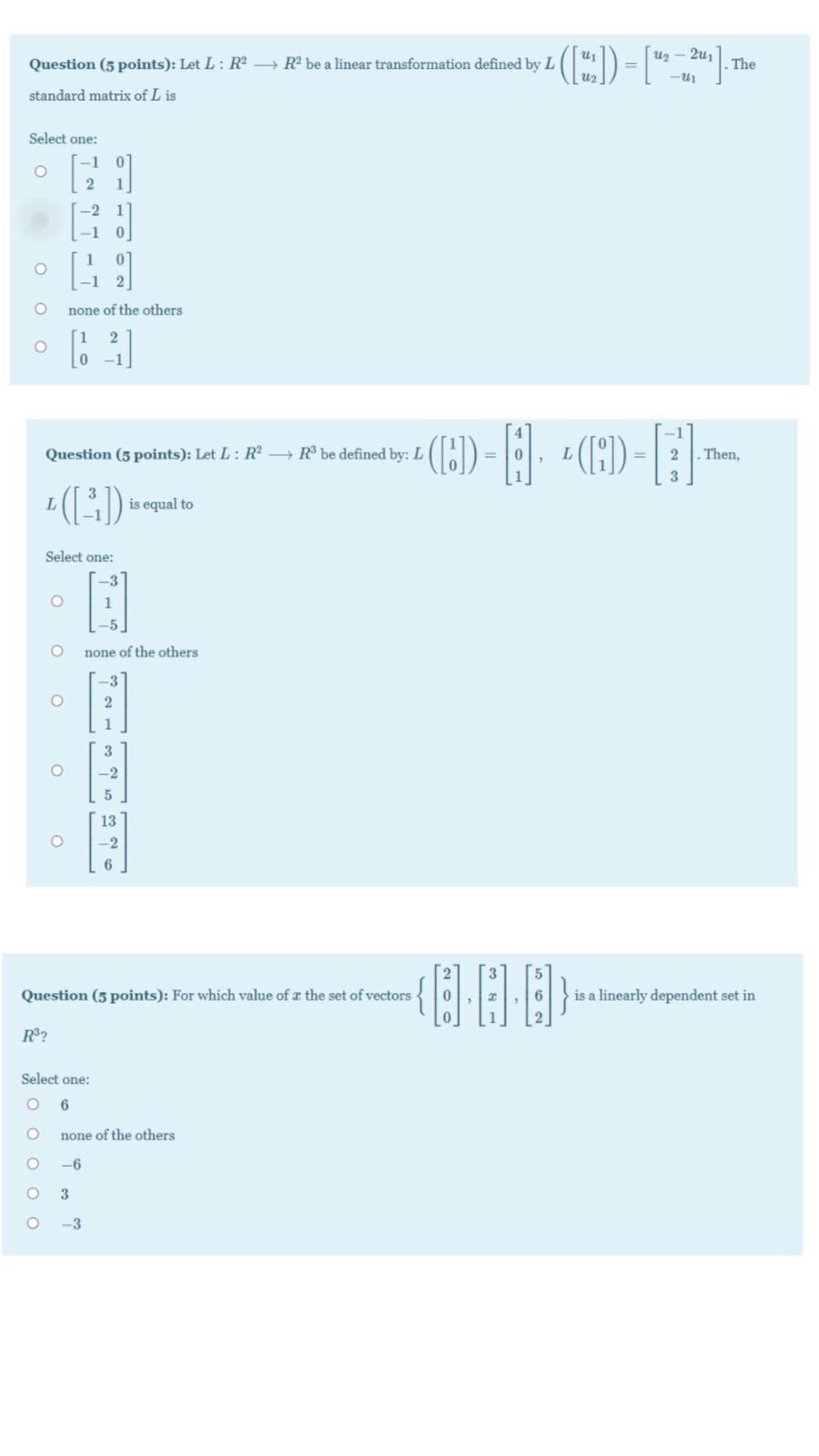Solved u Question (5 points): Let L: R2 + R2 be a linear | Chegg.com