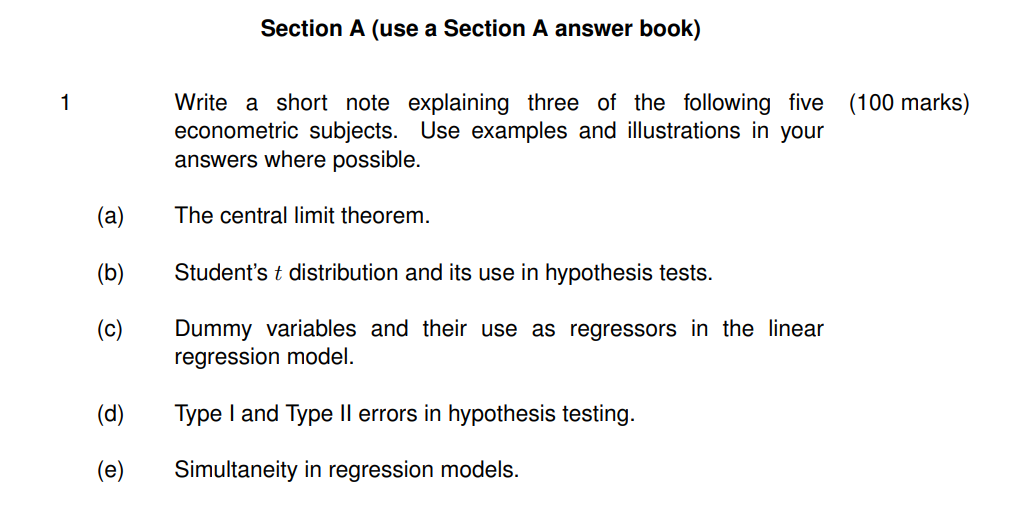 Solved Section A (use a Section A answer book) 1 (100 marks) | Chegg.com