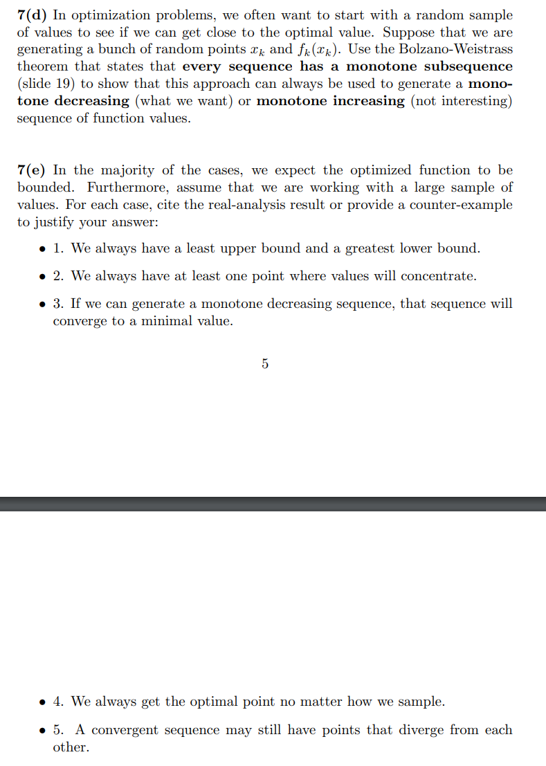 7 (d) In optimization problems, we often want to | Chegg.com