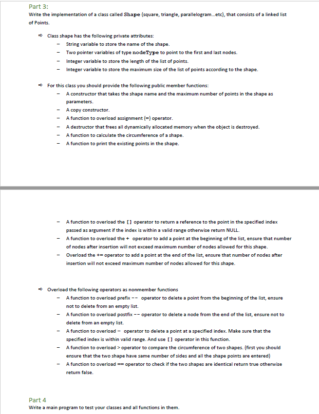 Solved Part 3: Write the implementation of a class called | Chegg.com