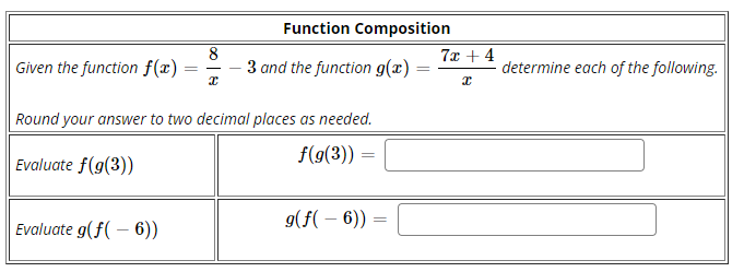 Solved Function CompositionGiven the function f(x)=8x−3 | Chegg.com