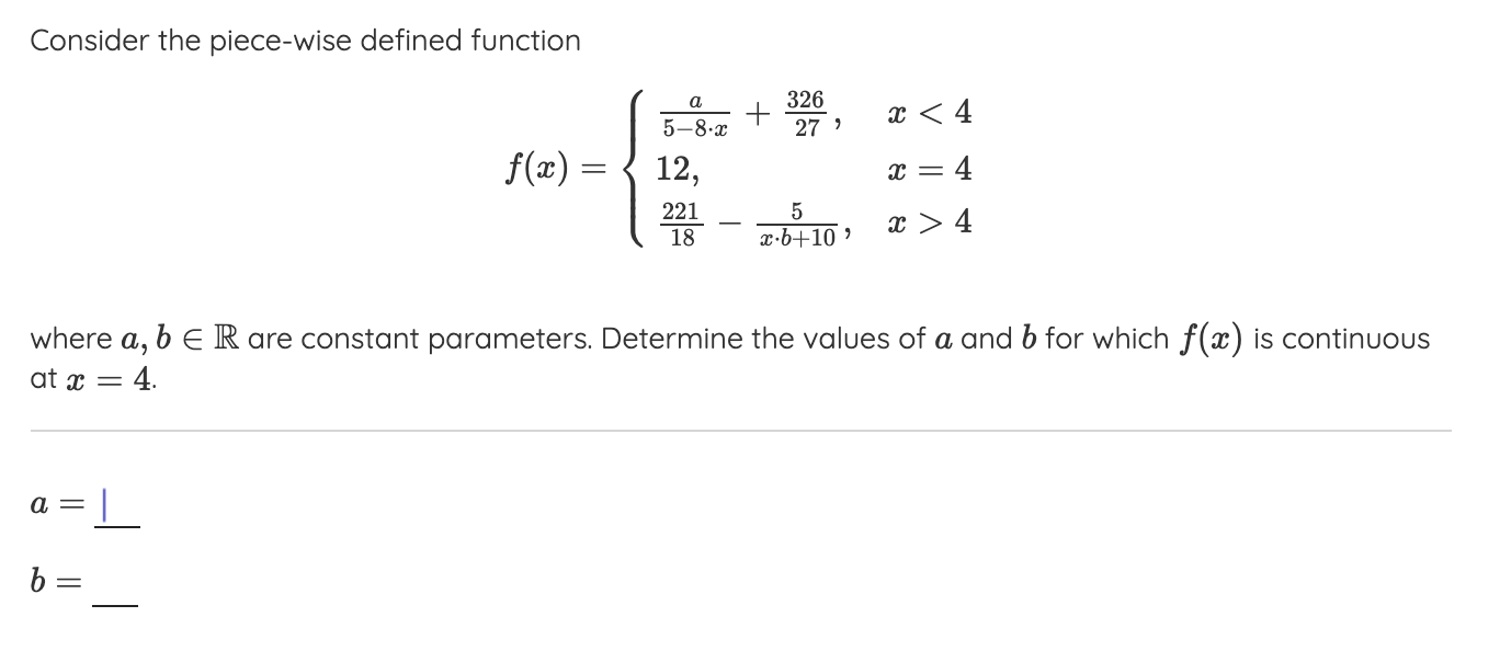 Solved Consider the piece-wise defined function a 326 27 ) x | Chegg.com