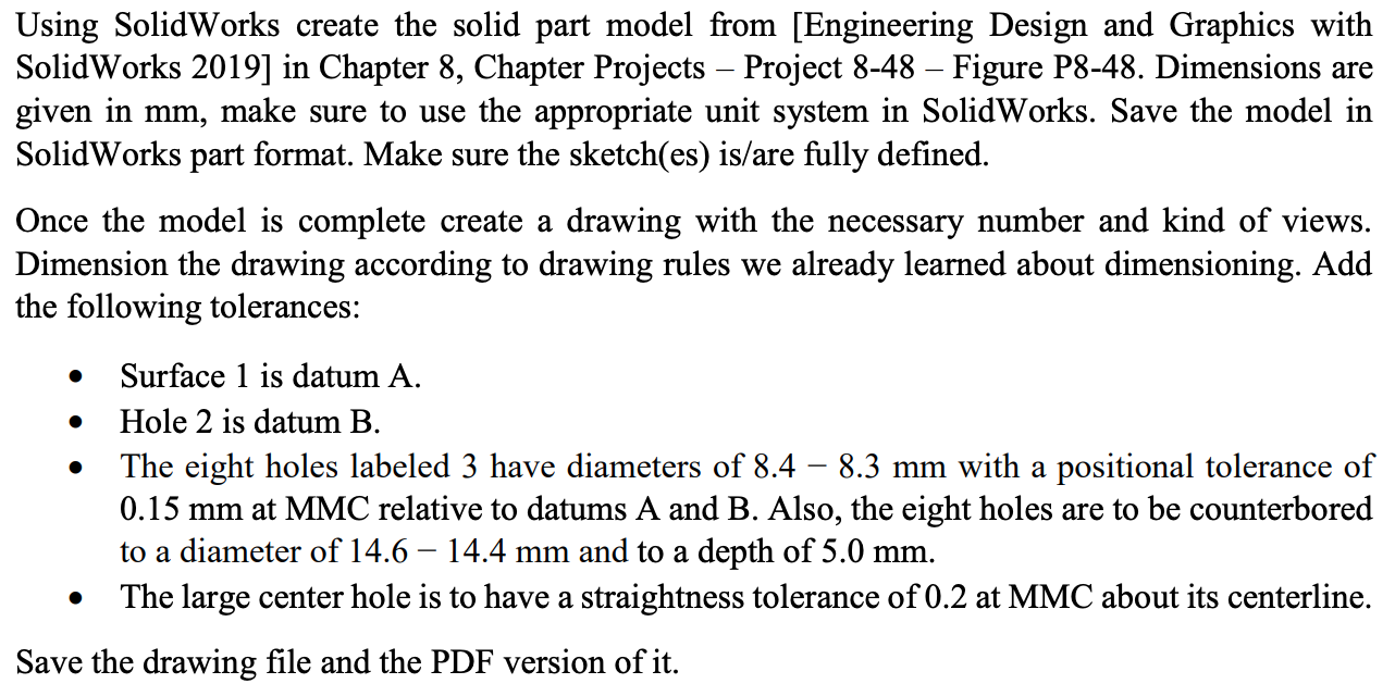 Solved Using SolidWorks create the solid part model from | Chegg.com