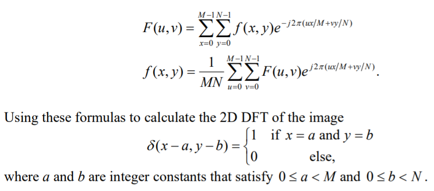 As We Learned From The Class 2d Dft And Idft Are