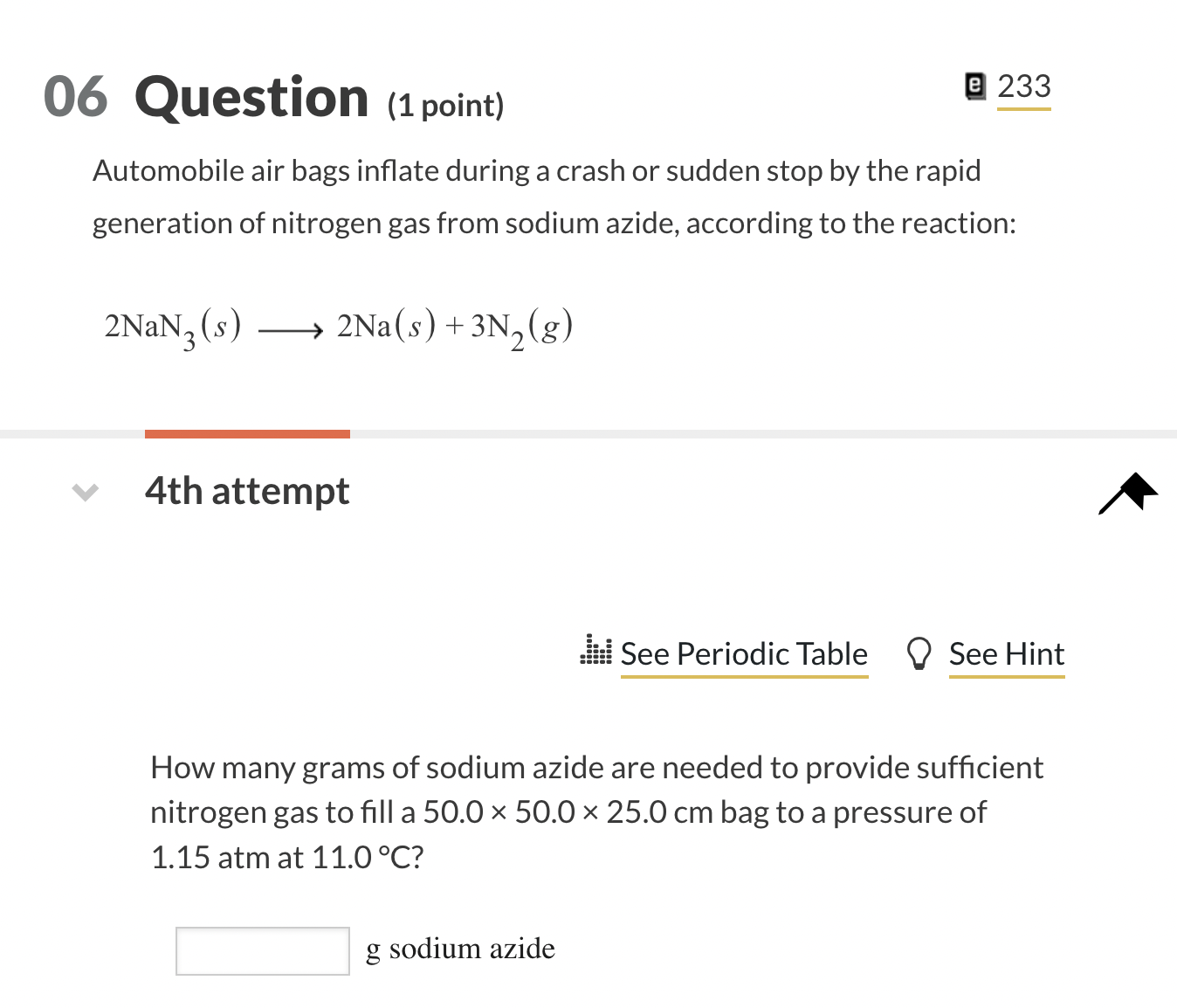Solved Automobile air bags inflate during a crash or sudden | Chegg.com