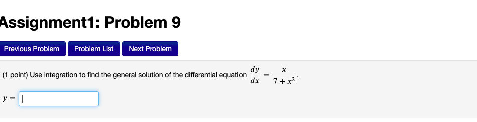 Solved Assignment1: Problem 9 Previous Problem Problem List | Chegg.com