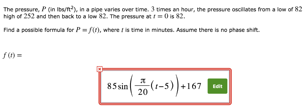 Solved The pressure, P (in lbs/ft2), in a pipe varies over | Chegg.com