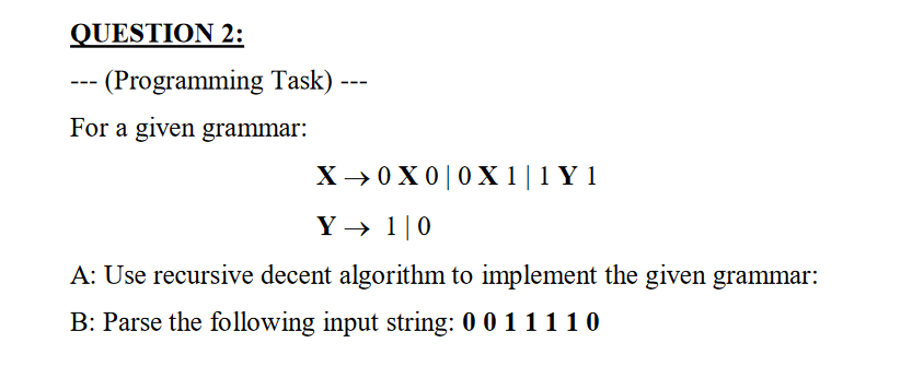 Solved QUESTION 2: --- (Programming Task) For a given | Chegg.com