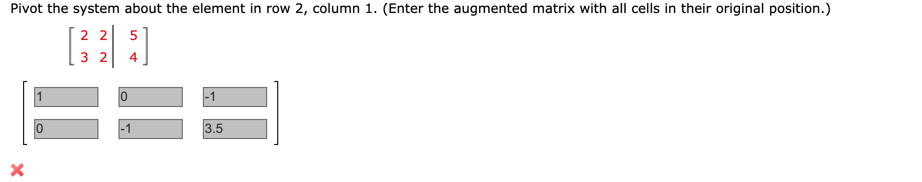 Solved Pivot the system about the element in row 2, column | Chegg.com