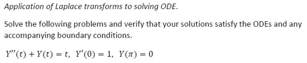 Solved Application of Laplace transforms to solving ODE. | Chegg.com