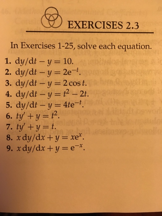 Solved In Exercises 1-25, solve each equation. dy/dt - y = | Chegg.com
