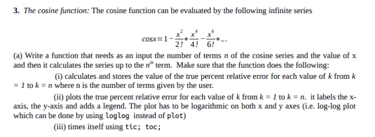 Solved 3. The cosine function: The cosine function can be | Chegg.com
