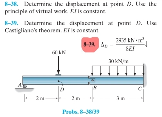 Solved 8-38. Determine the displacement at point D. Use the | Chegg.com