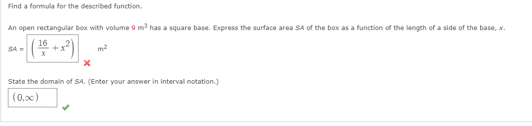 Solved Find A Formula For The Described Function An Open 