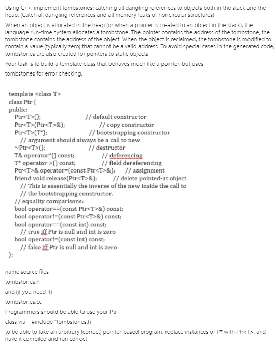 Solved Using C++, implement tombstones: catching all | Chegg.com