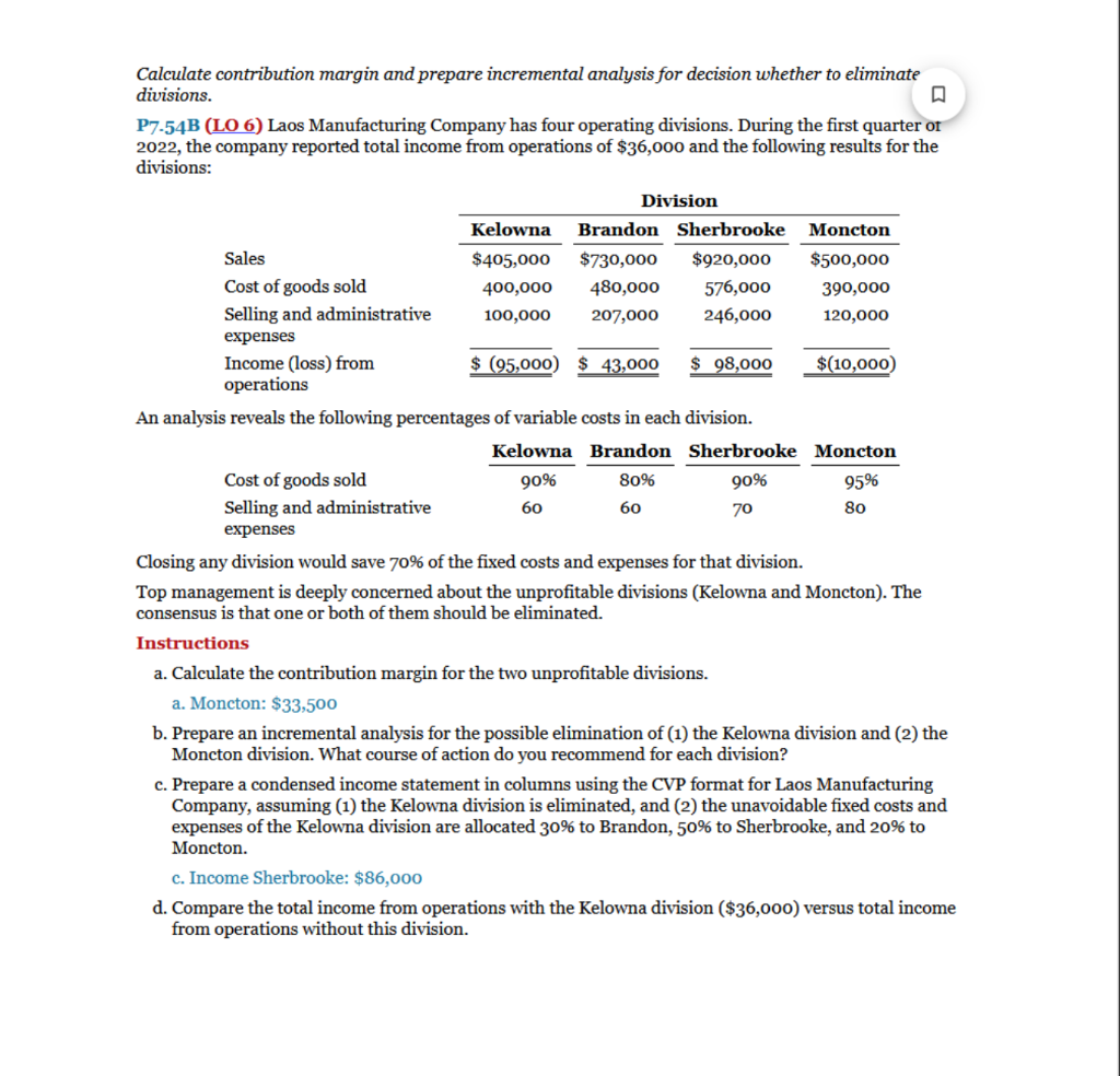 Solved Calculate contribution margin and prepare incremental | Chegg.com