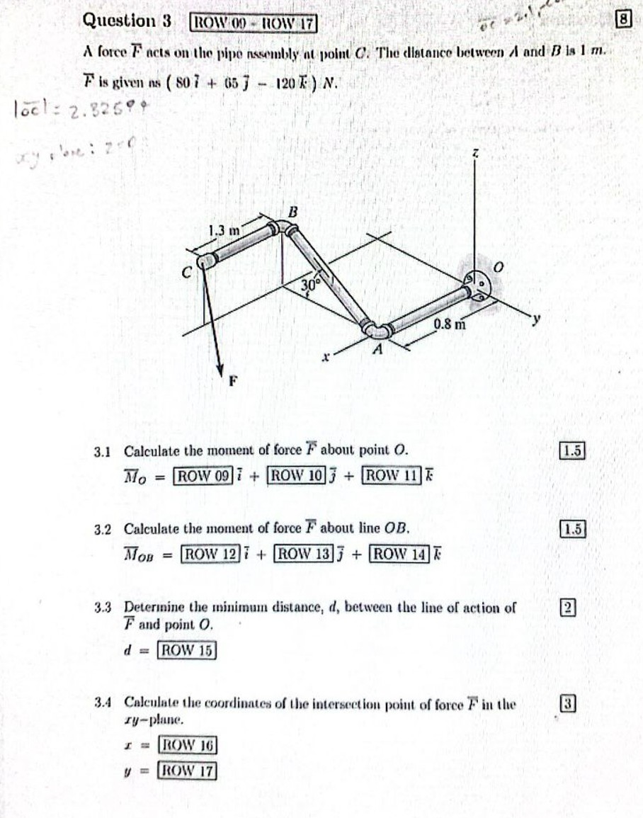 Solved Question 3 ﻿A force F ﻿acts on the pipe assembly at | Chegg.com