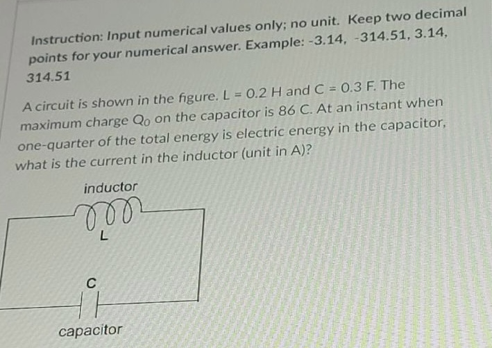 Solved Instruction: Input numerical values only; no unit. | Chegg.com