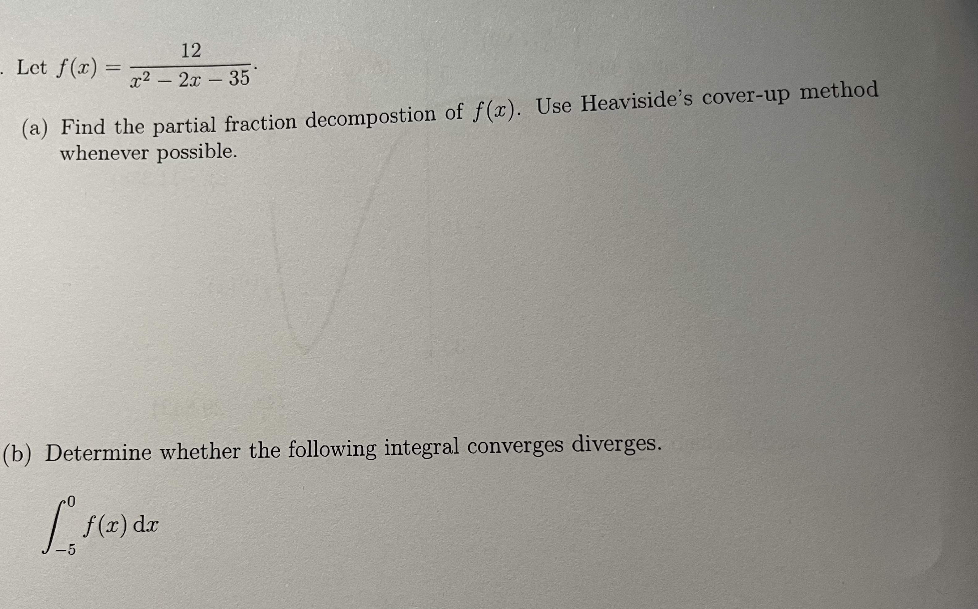 Solved Let f(x)=x2−2x−3512 (a) Find the partial fraction | Chegg.com