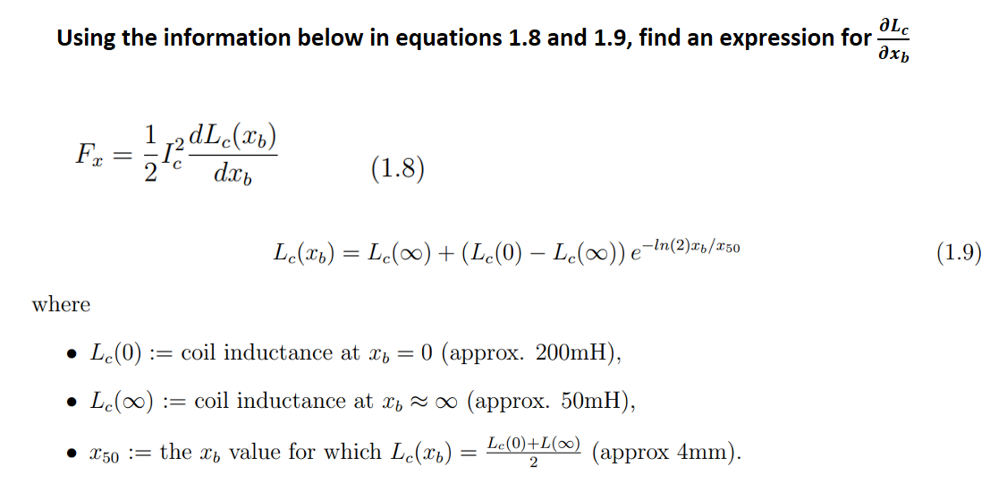 Solved Using the information below in equations 1.8 and 1.9, | Chegg.com