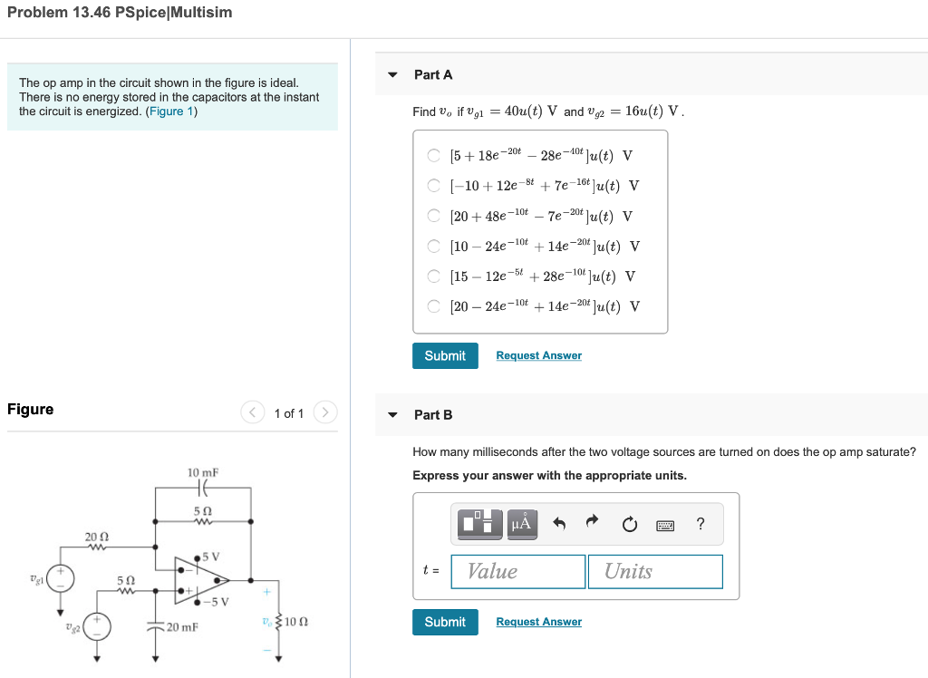 Solved Problem 13.46 PSpice Multisim Part A The op amp in | Chegg.com