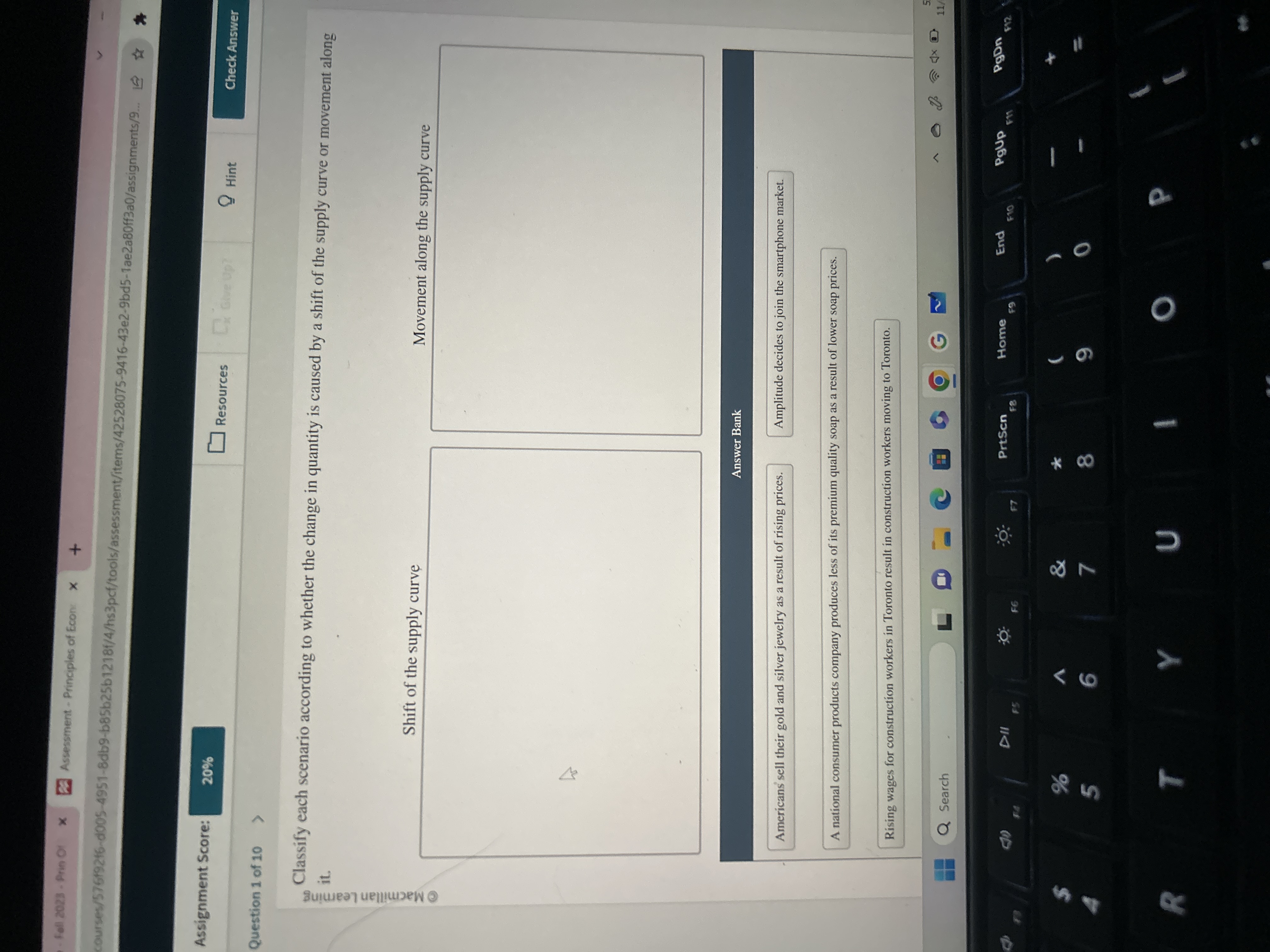 Solved Classify each scenario according to whether the | Chegg.com