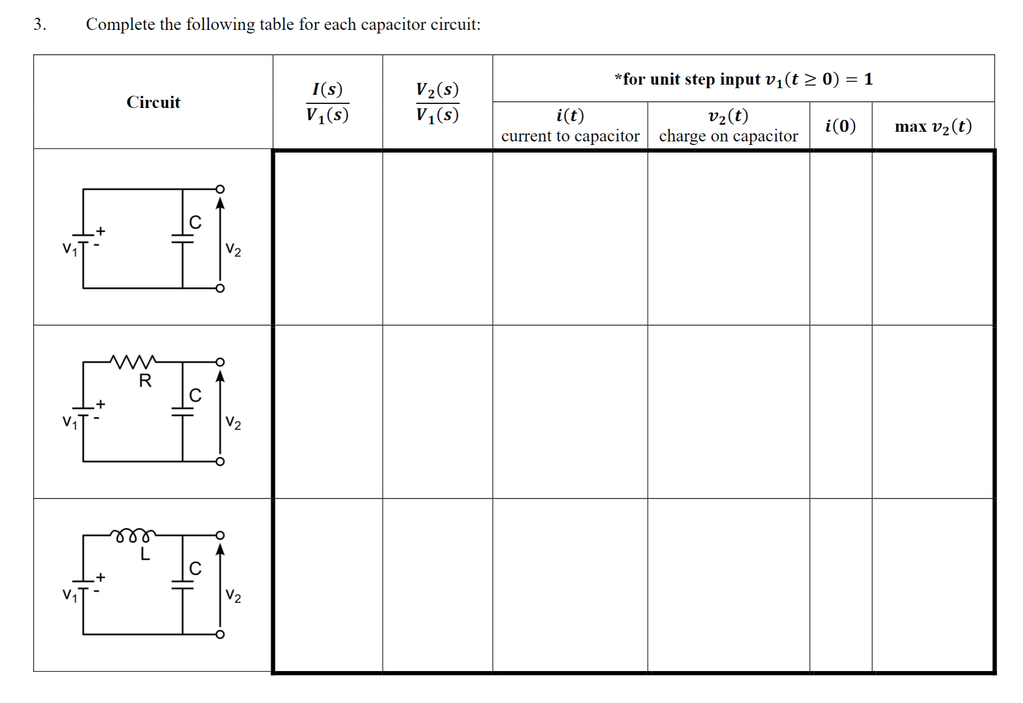 Solved 3. Complete the following table for each capacitor | Chegg.com