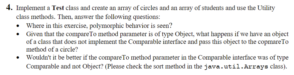 Solved IN JAVA PLEASE! Implement a Test class and create an | Chegg.com