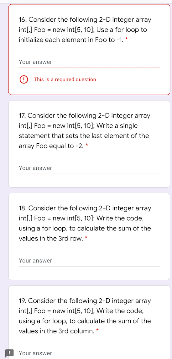 Solved 16 Consider The Following 2 D Integer Array Int[]