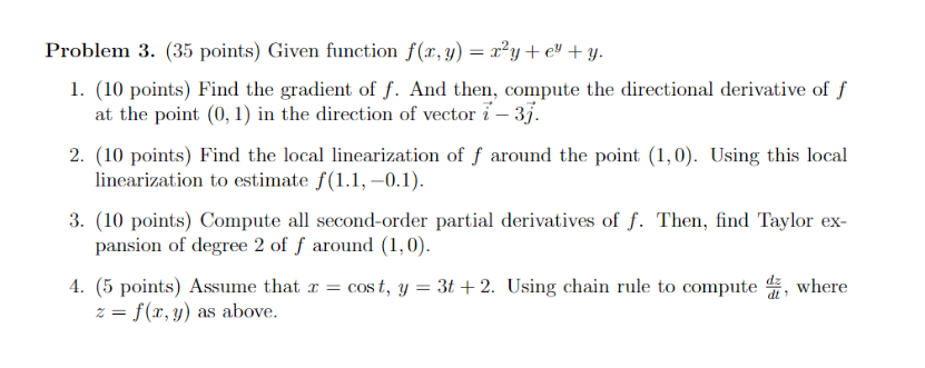 Solved Problem 3. (35 ﻿points) ﻿Given function | Chegg.com