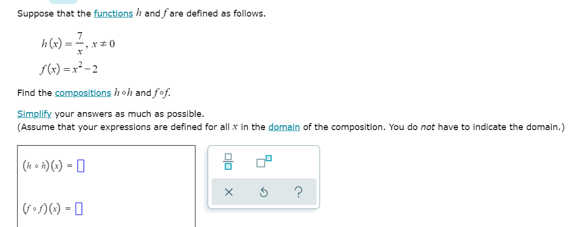 Solved Suppose that the functions h and f are defined as | Chegg.com