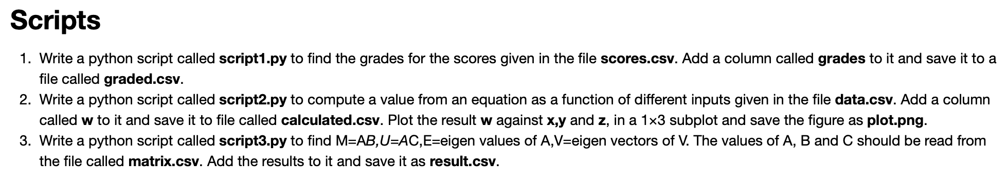 Solved Scripts 1. Write a python script called script1.py to | Chegg.com